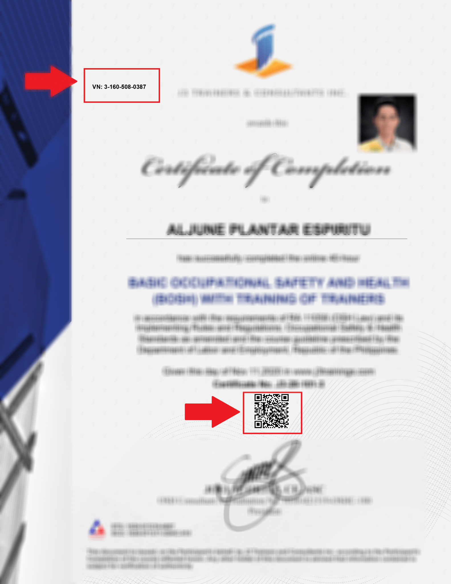 Certificate Verification | J3 Trainers & Consultants Inc.