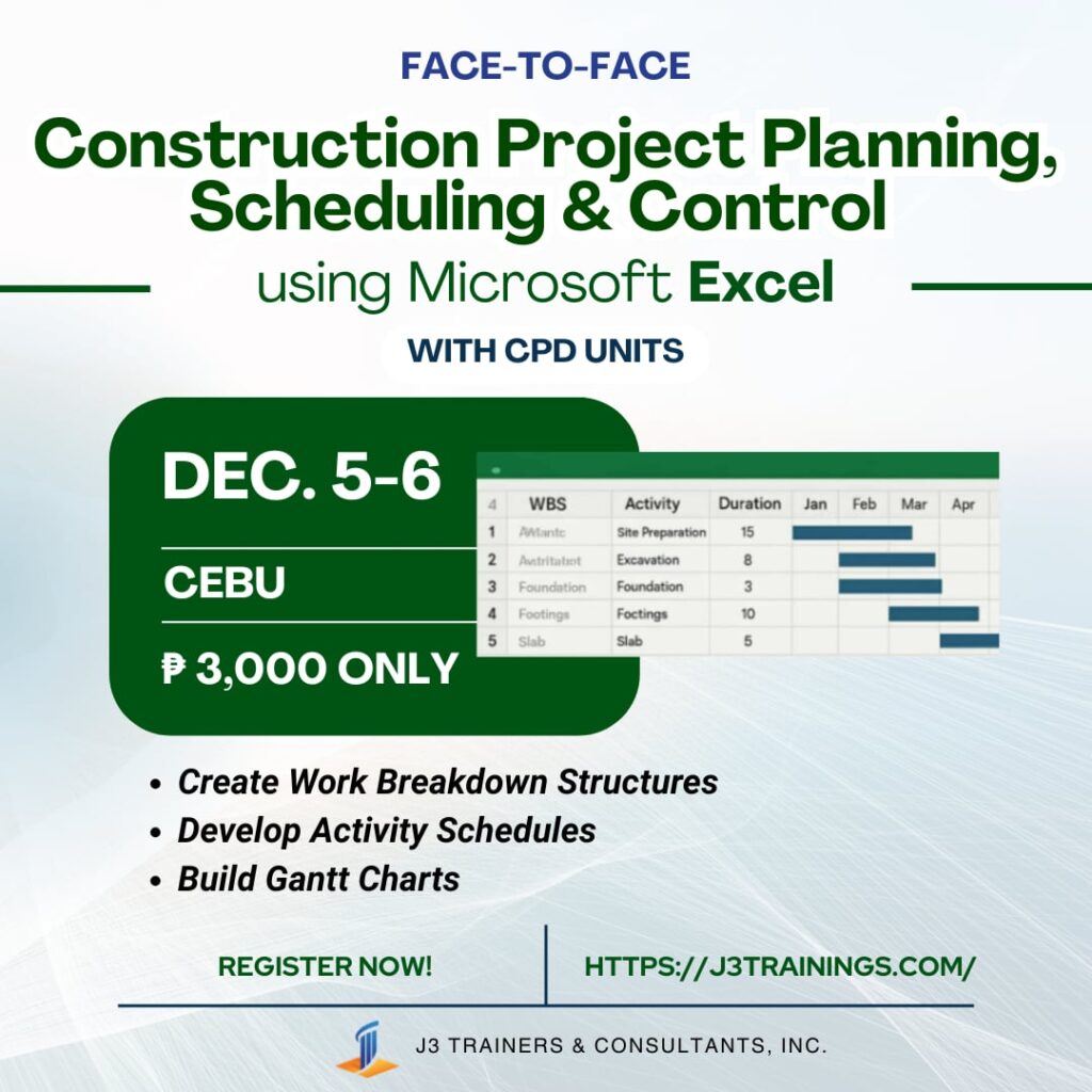 Construction Project Planning, Scheduling & Control (F2F | Dec | J3 Trainers & Consultants Inc.